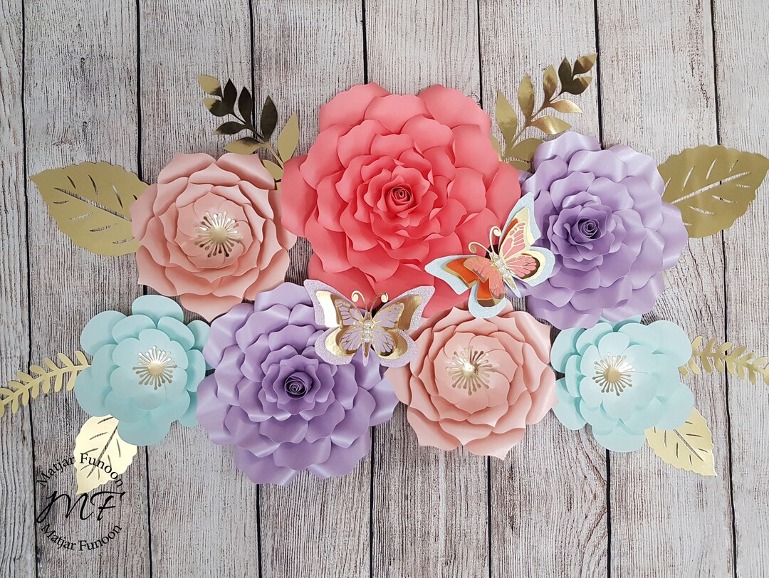 Paper Flowers Set | Paper Flowers Backdrops | Girls Nursery Paper ...