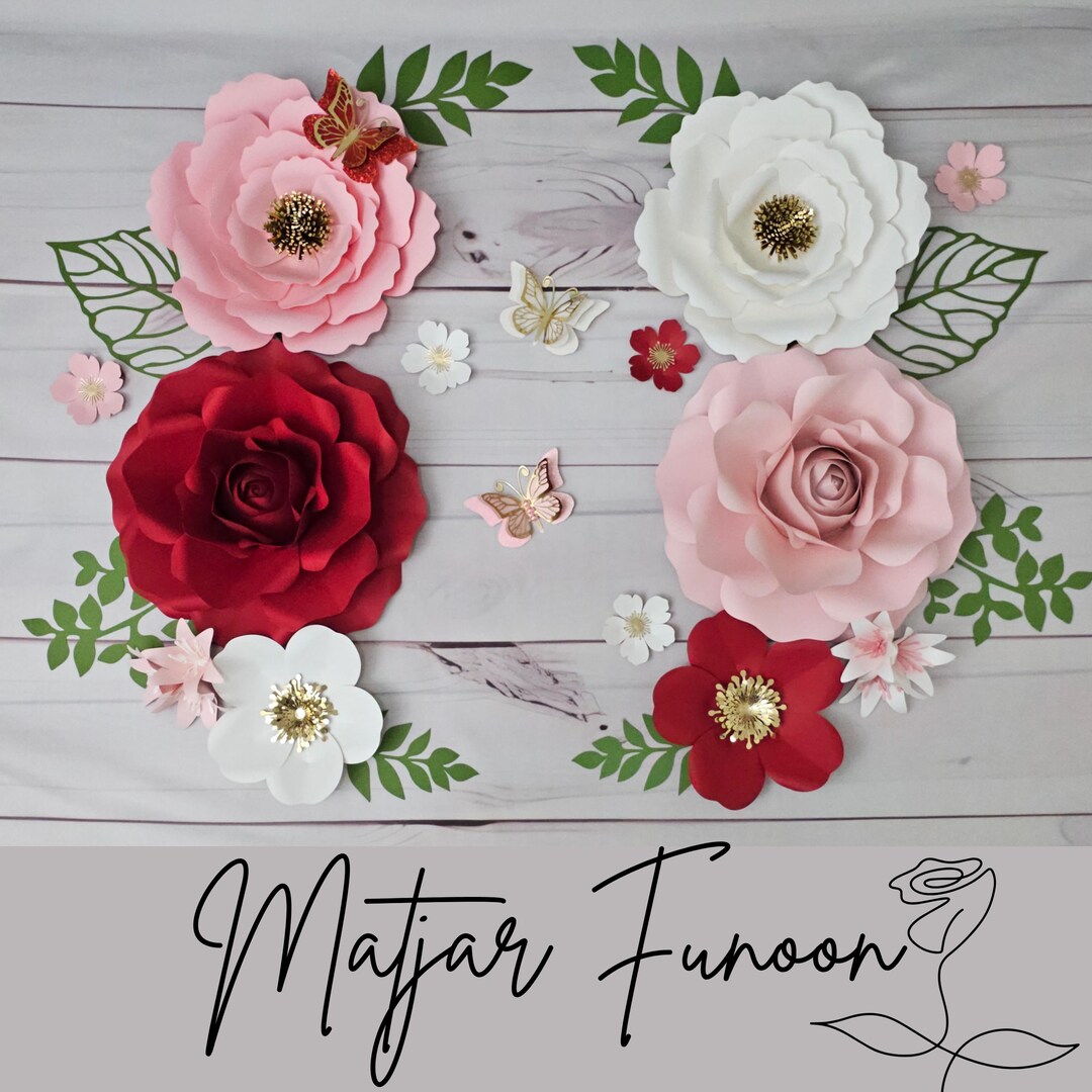 Paper Flowers Set | Paper Flowers Backdrops | Girls Nursery Wall Decor ...
