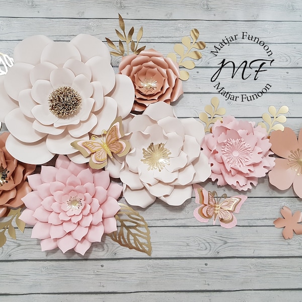 Gold Paper Flowers - Etsy
