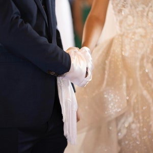 White Orthodox Wedding Sash With Cross, Crown, Personalised, Satin and ...