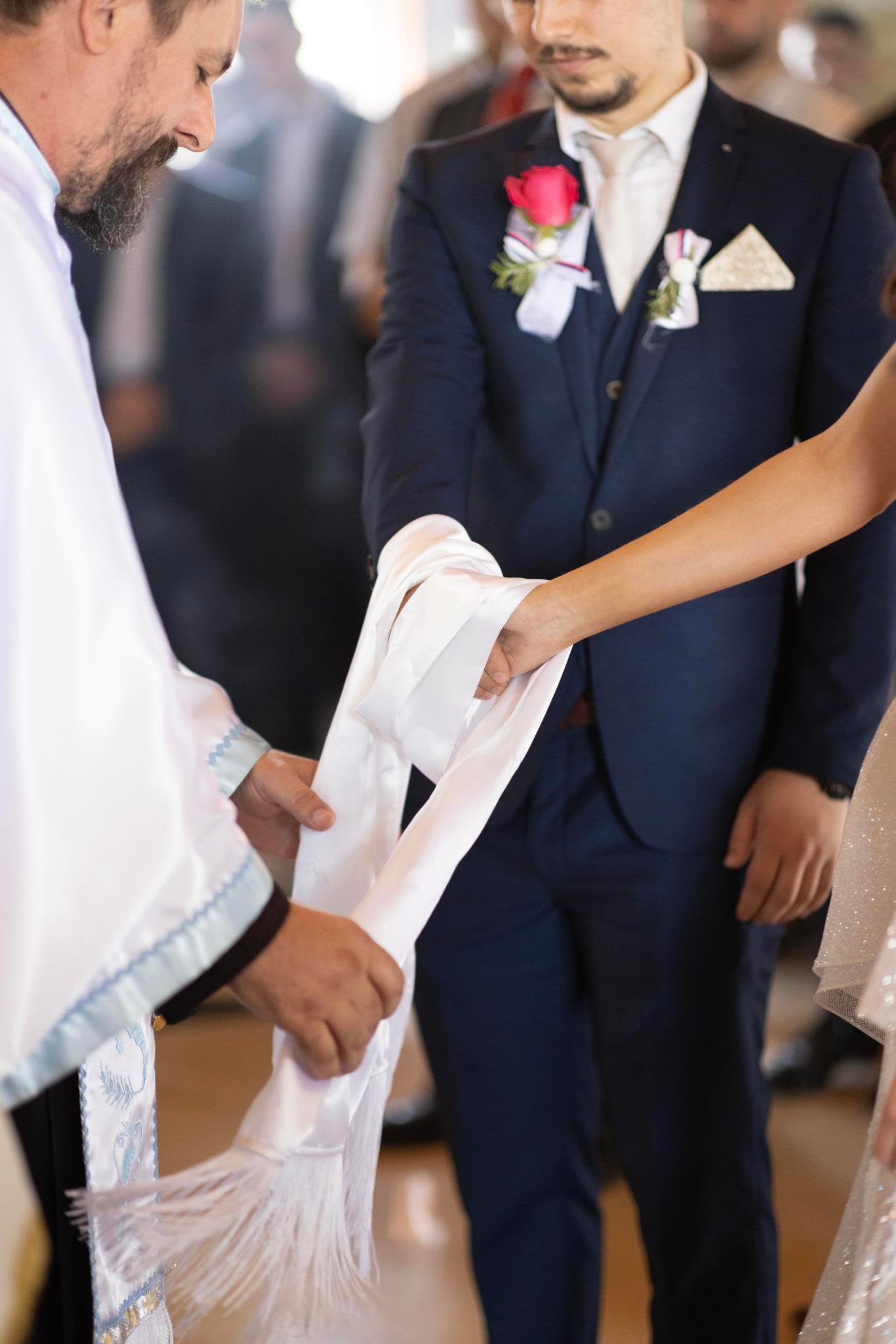 White Embroidered Orthodox Wedding Sash With Cross, Names and Date Made ...