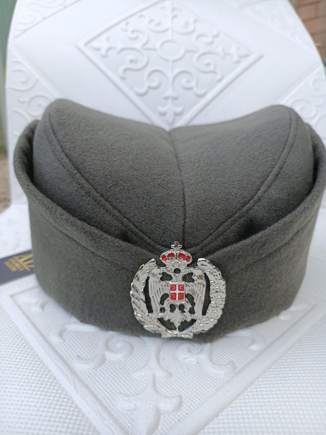 Traditional Serbian Sajkaca Hat With Kokarda Badge – Wool Military Cap ...