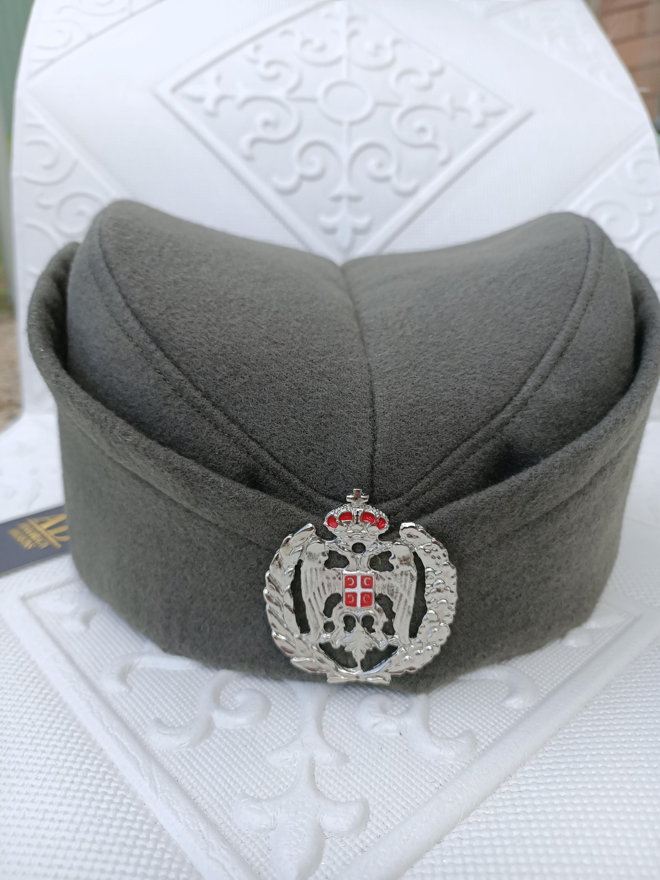 Traditional Serbian Sajkaca Hat With Kokarda Badge – Wool Military Cap ...