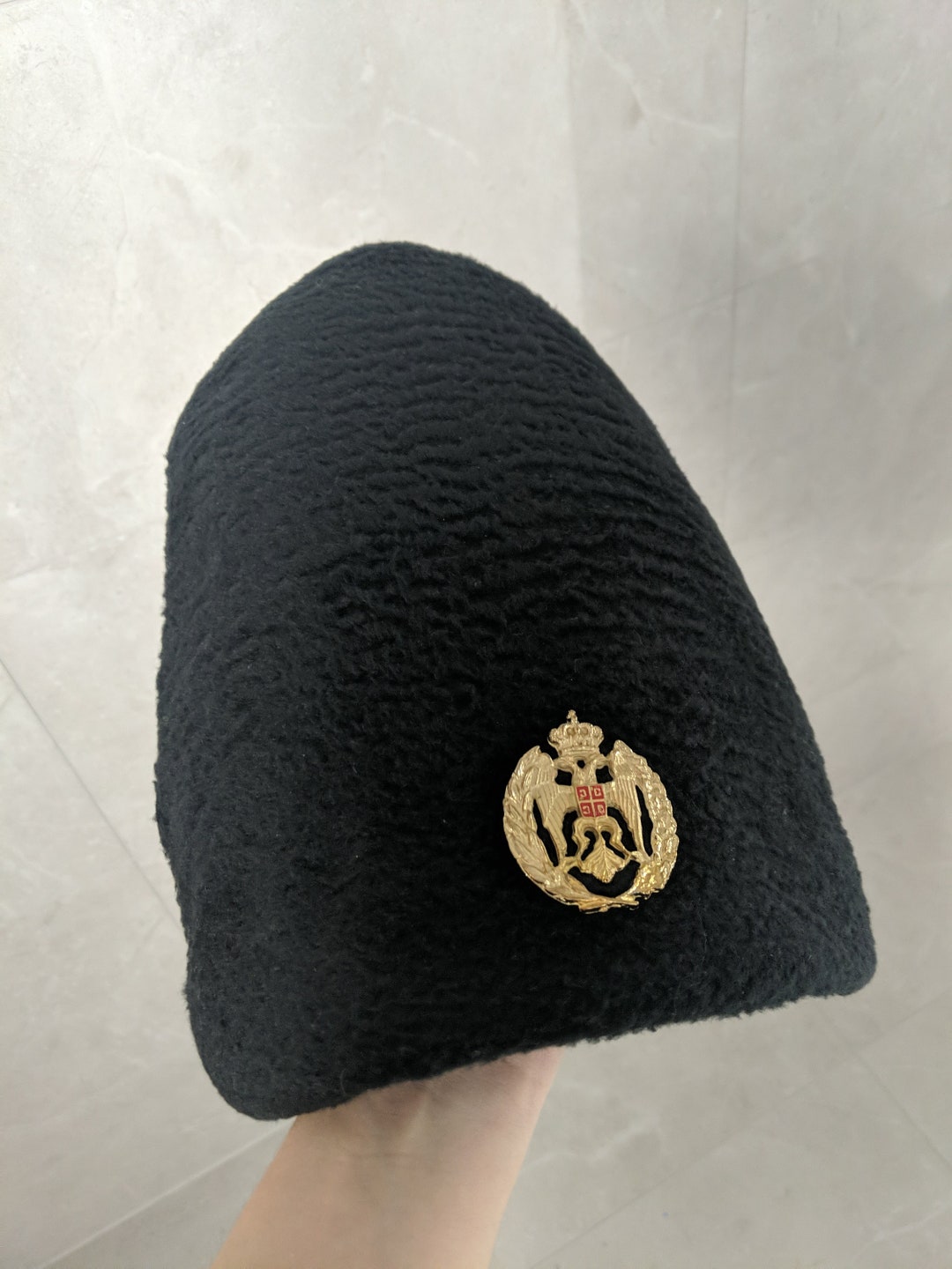 Traditional Serbian Hat With Emblem, Kokarda, Black Subara With Grb ...