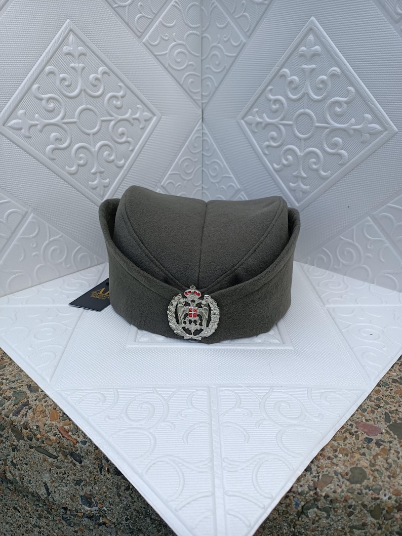 Traditional Serbian Sajkaca Hat With Kokarda Badge – Wool Military Cap ...