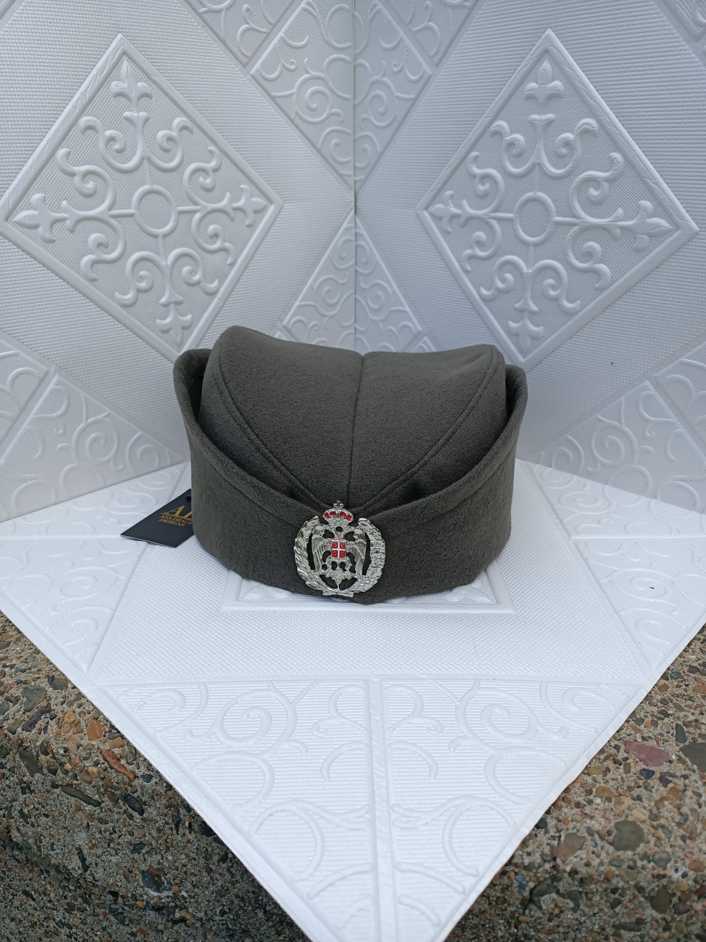 Traditional Serbian Sajkaca Hat With Kokarda Badge – Wool Military Cap ...
