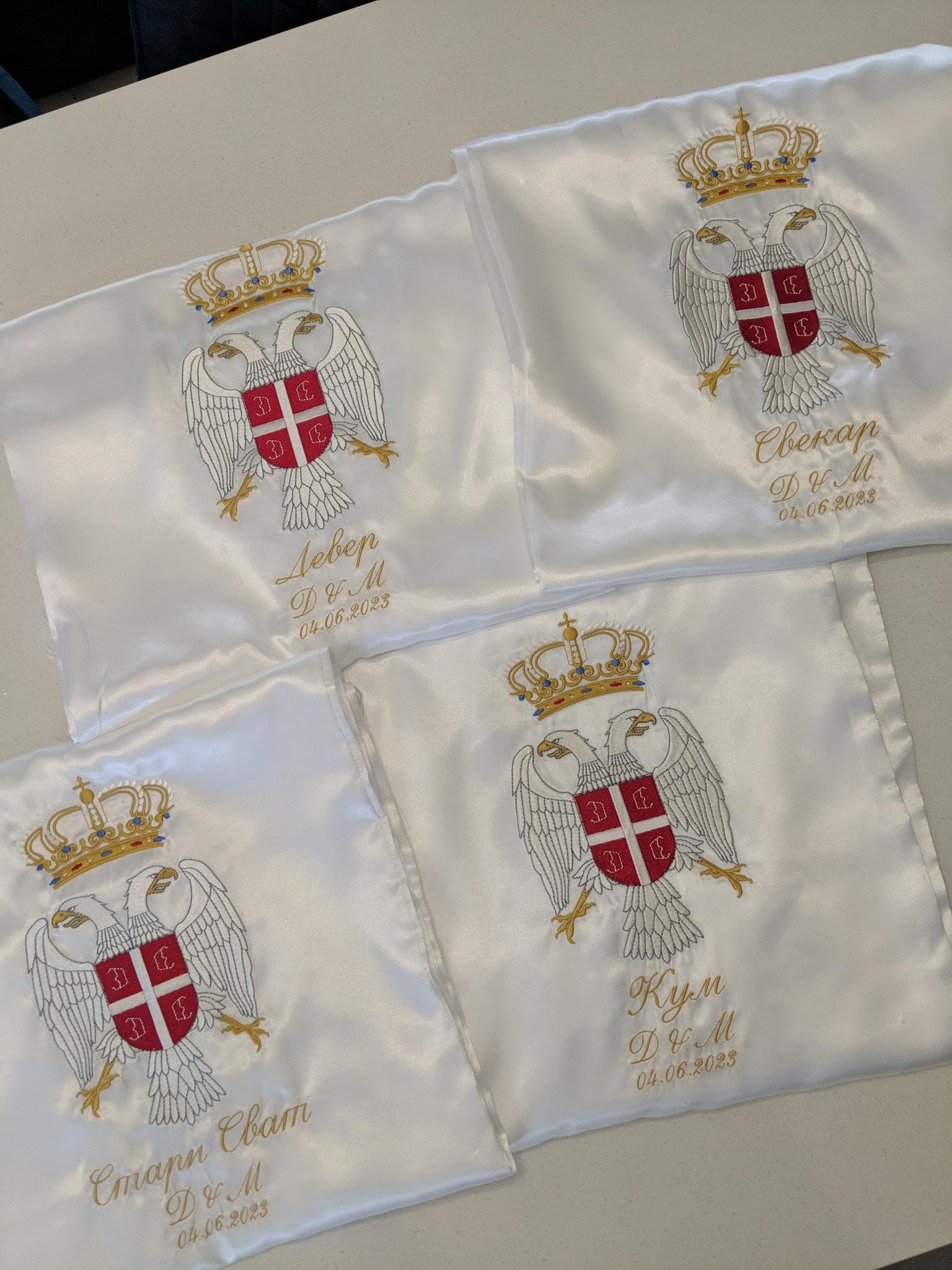 White Embroidered Serbian Wedding Sashes Made From Satin or Cotton ...