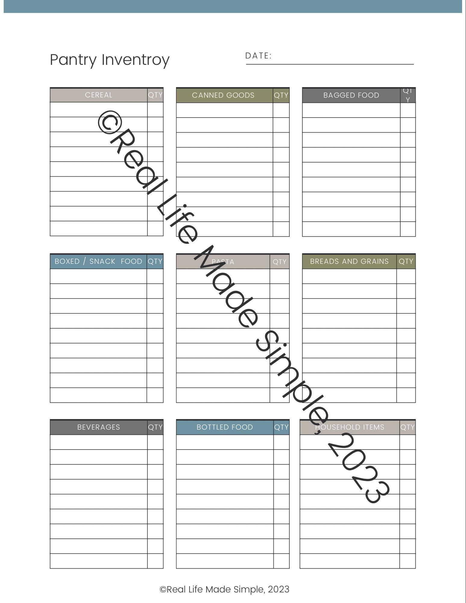 Printable Pantry Organization Checklist Inventory Management Supplies ...