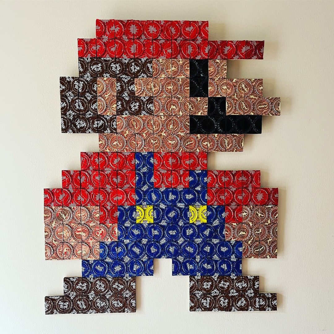 8-bit Mario Bottle Cap Art - Etsy