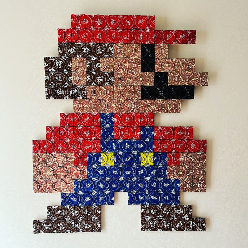 8-bit Mario Bottle Cap Art - Etsy