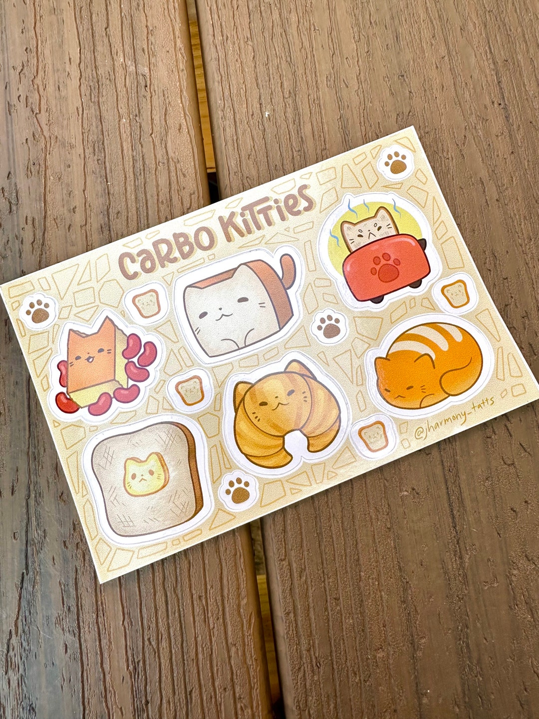 Carbo Kitties Sticker Sheets, Cute Fun Original Art, Waterproof Vinyl ...