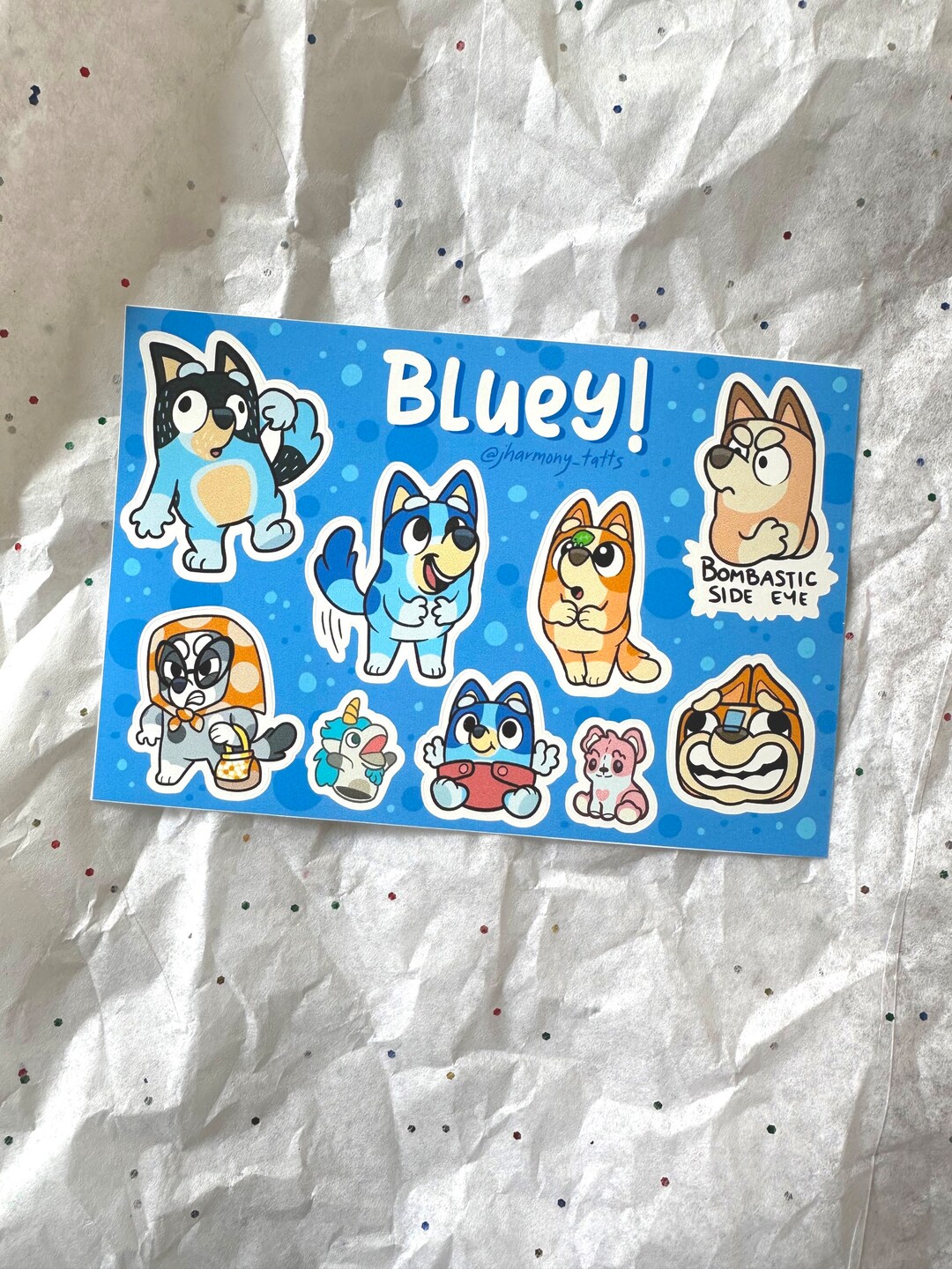 Bluey Vinyl Sticker Sheet, Set of Cute Kids Animated Cartoon Dog ...