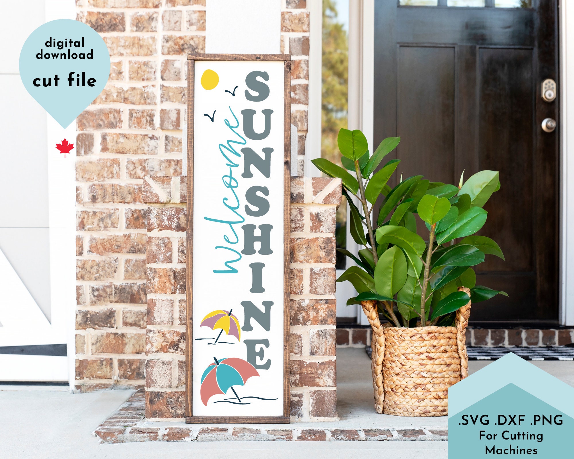 Welcome Sunshine Summer Vertical Sign SVG Home Decor svg | Etsy