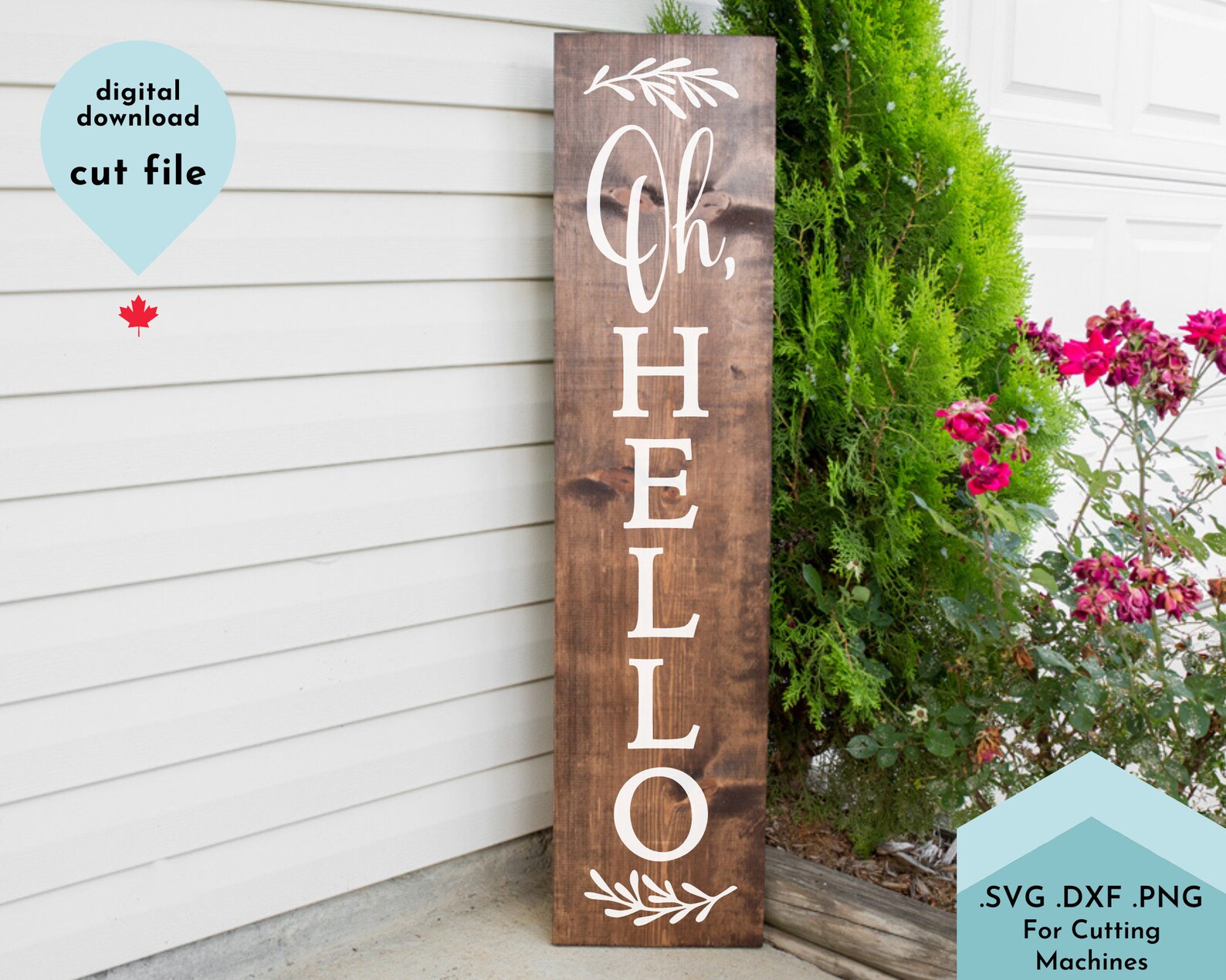 Oh Hello Spring Vertical Sign SVG Farmhouse Sign Welcome | Etsy Canada