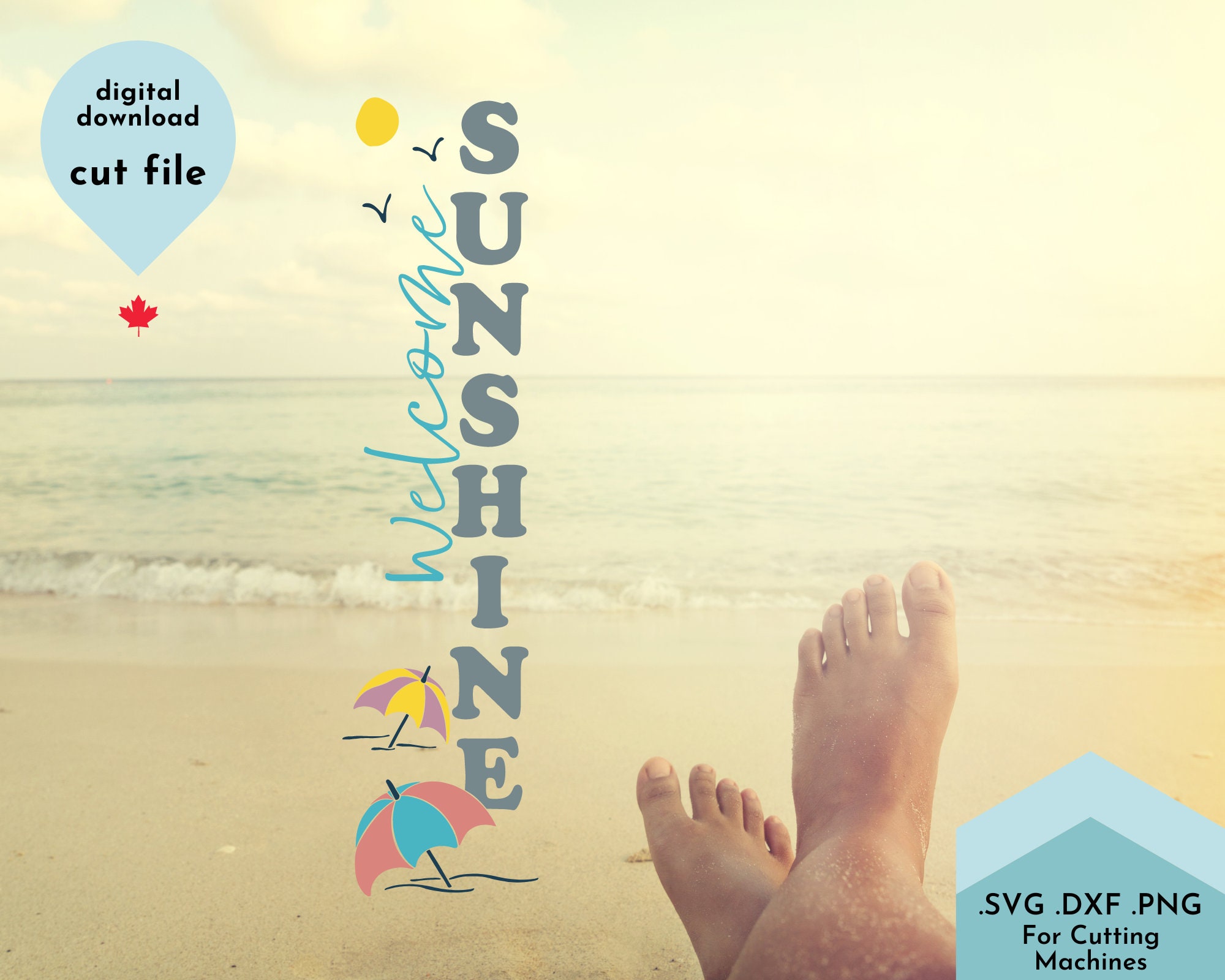 Welcome Sunshine Summer Vertical Sign SVG Home Decor svg | Etsy