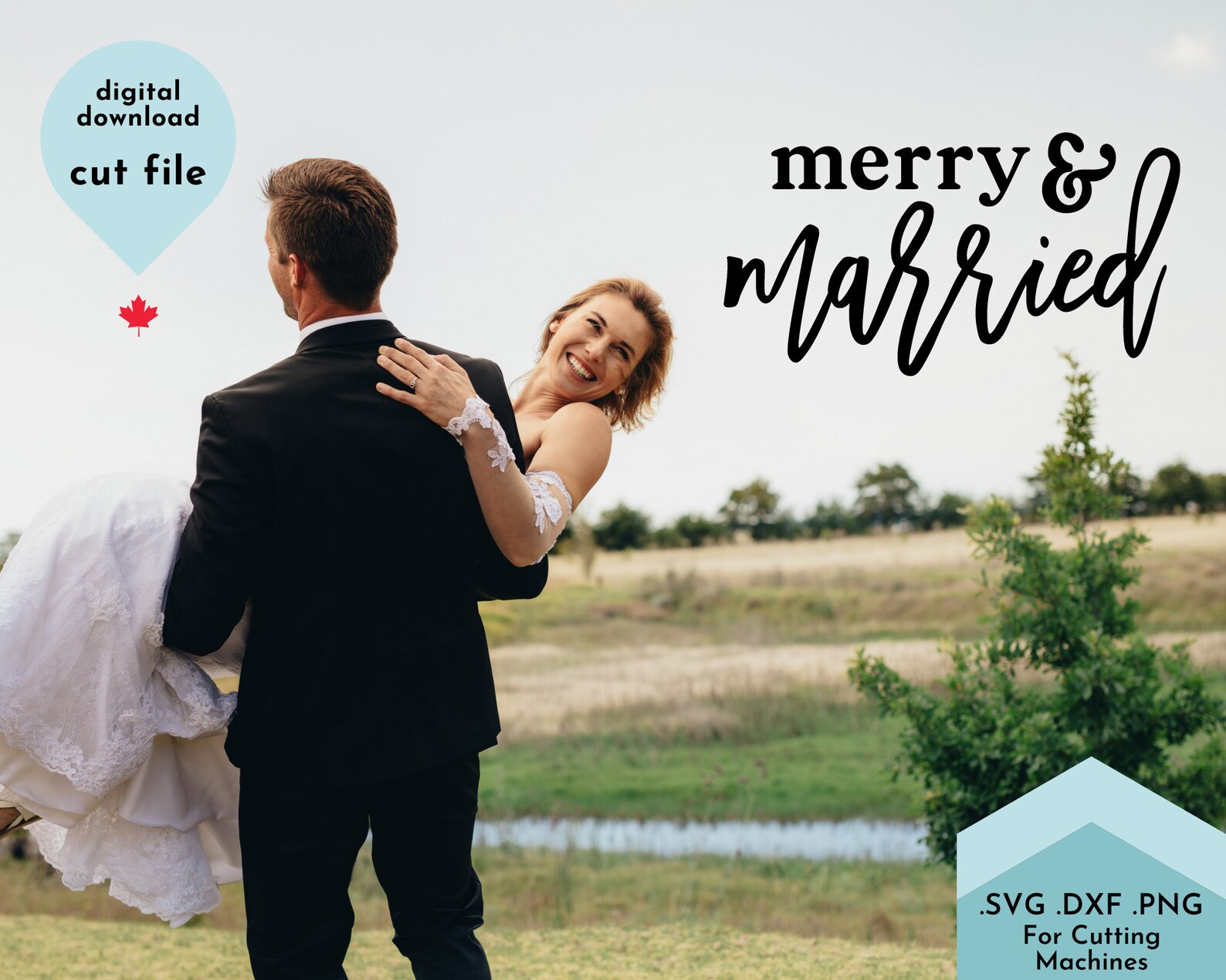 Merry and Married Svg Christmas Wedding Svg Just Married - Etsy