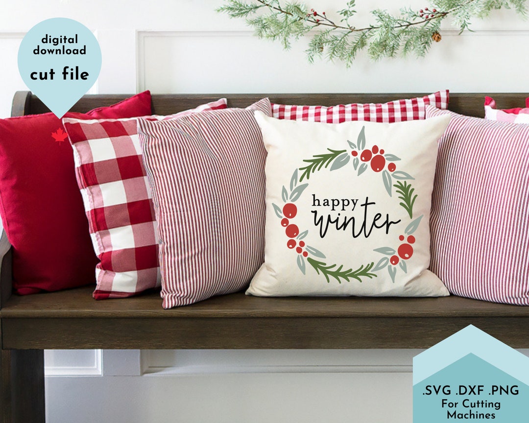 Happy Winter Svg Cut File, Winter Wreath Svg, Holiday Svg, Christmas ...