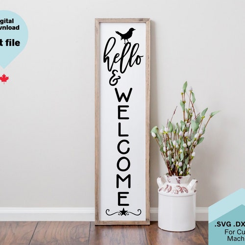 Hello Vertical Porch Sign SVG farmhouse Sign Home Decor Svg - Etsy