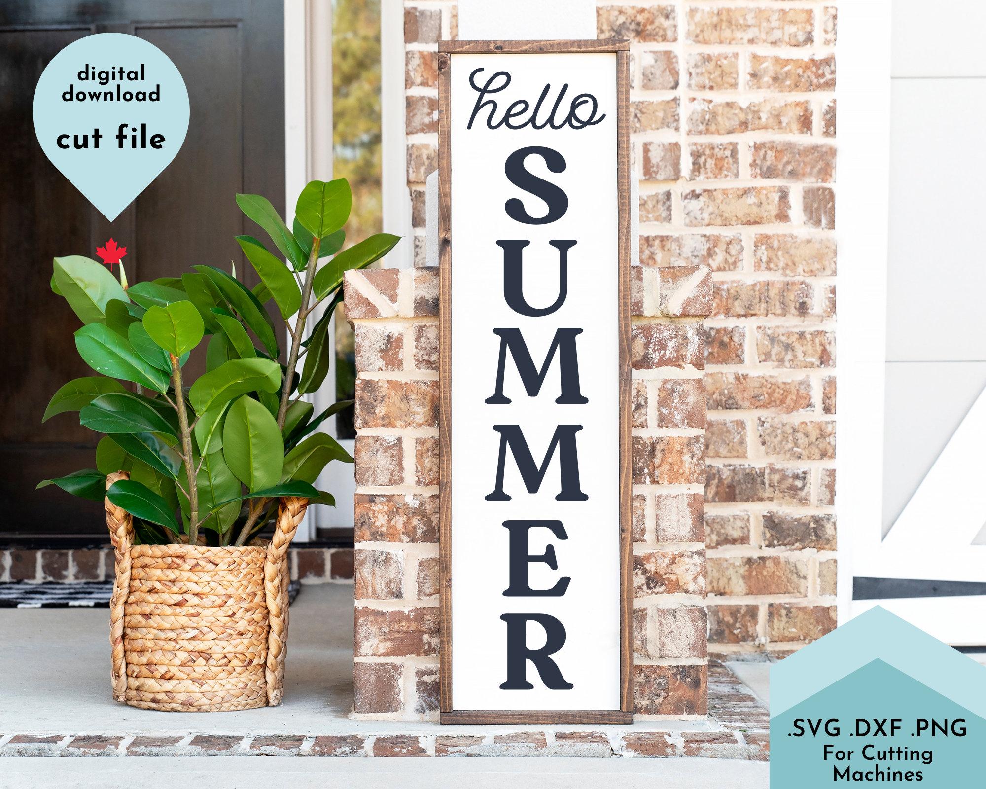 Hello Summer Vertical Sign SVG Welcome svg Vertical Porch | Etsy