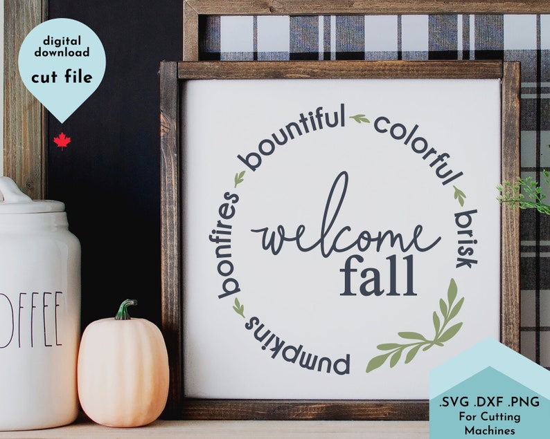 Welcome Fall Svg Fall Circle SVG Fall Cut File Circle Frame - Etsy