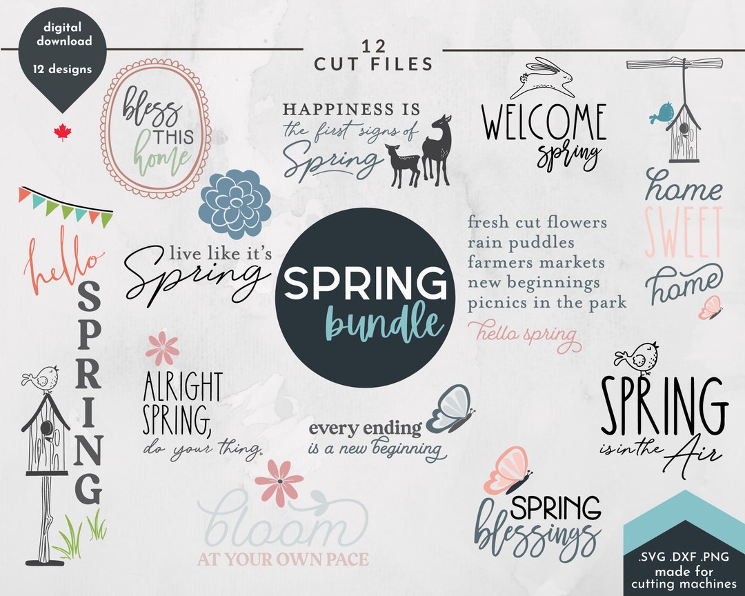 Spring SVG Bundle, Easter Svg, 12 Spring Designs for Commercial Use ...