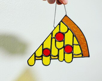 Handmade Stained Glass Pizza Slice Suncatcher - Etsy Ireland