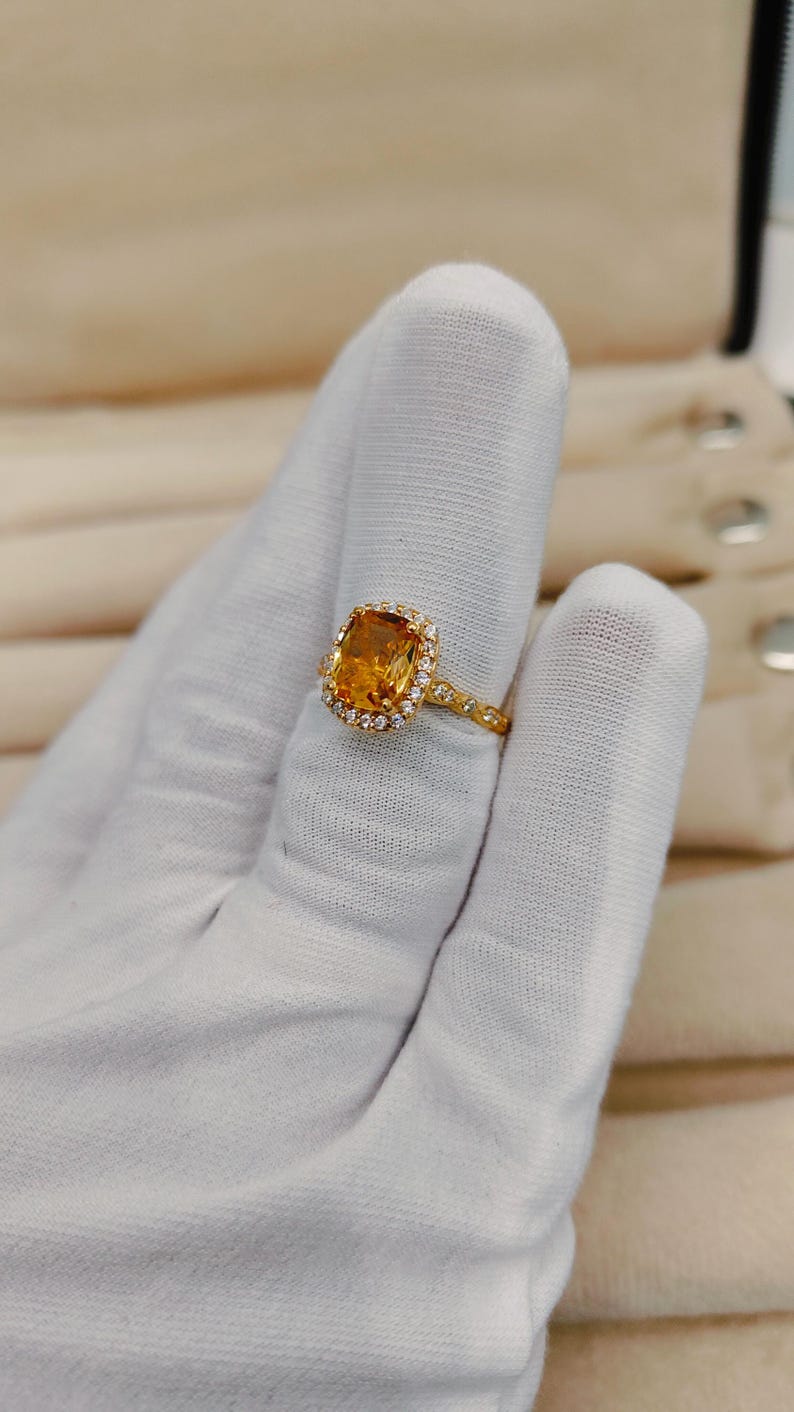 Natural Citrine Ring, Cushion Cut Citrine Ring, AAA Quality Citrine ...