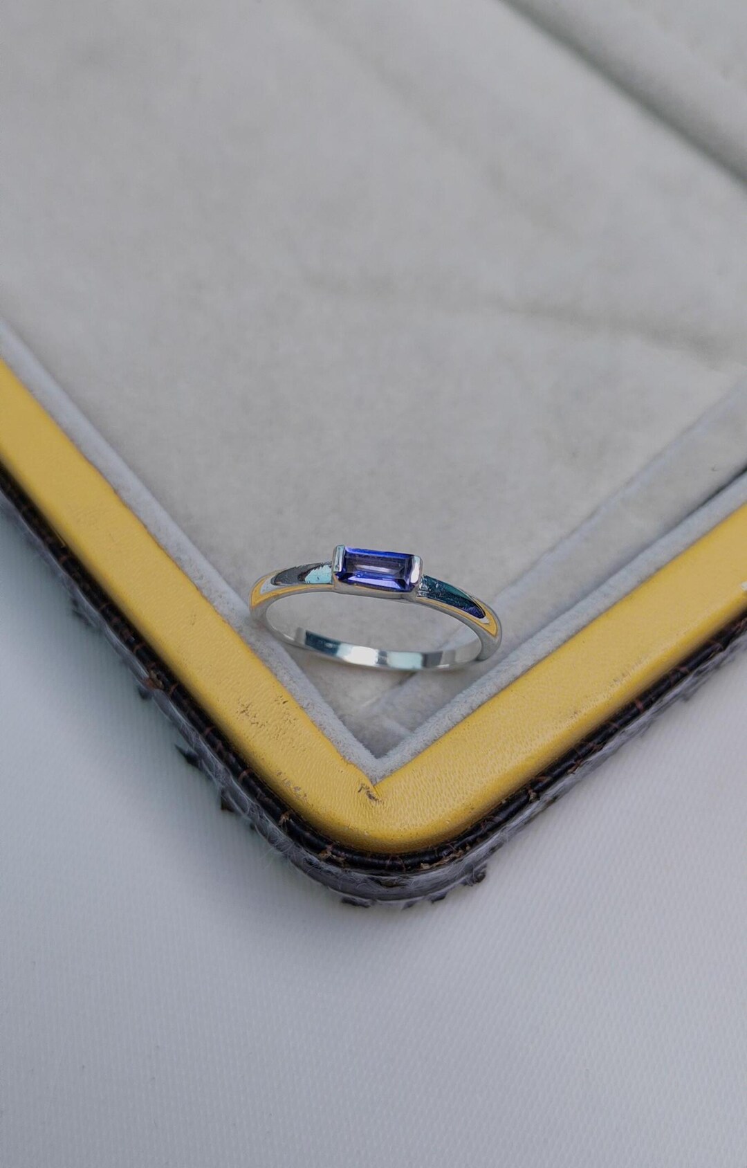 Dainty Alexandrite Ring, Baguette Cut Alexandrite Wedding Ring, 925 ...