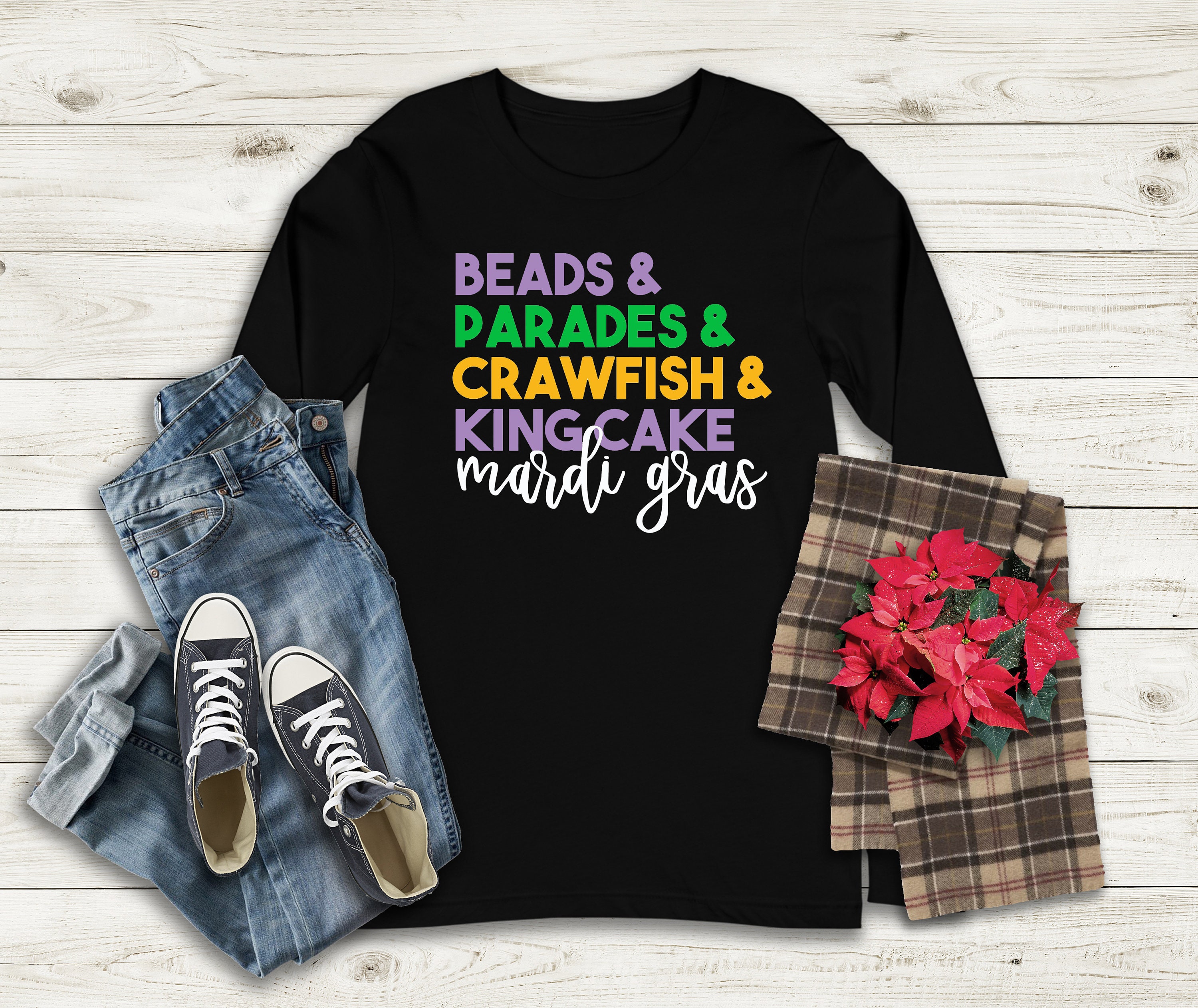 Mardi Gras T-shirt: Beads, Parades, Crawfish, King Cake - Etsy