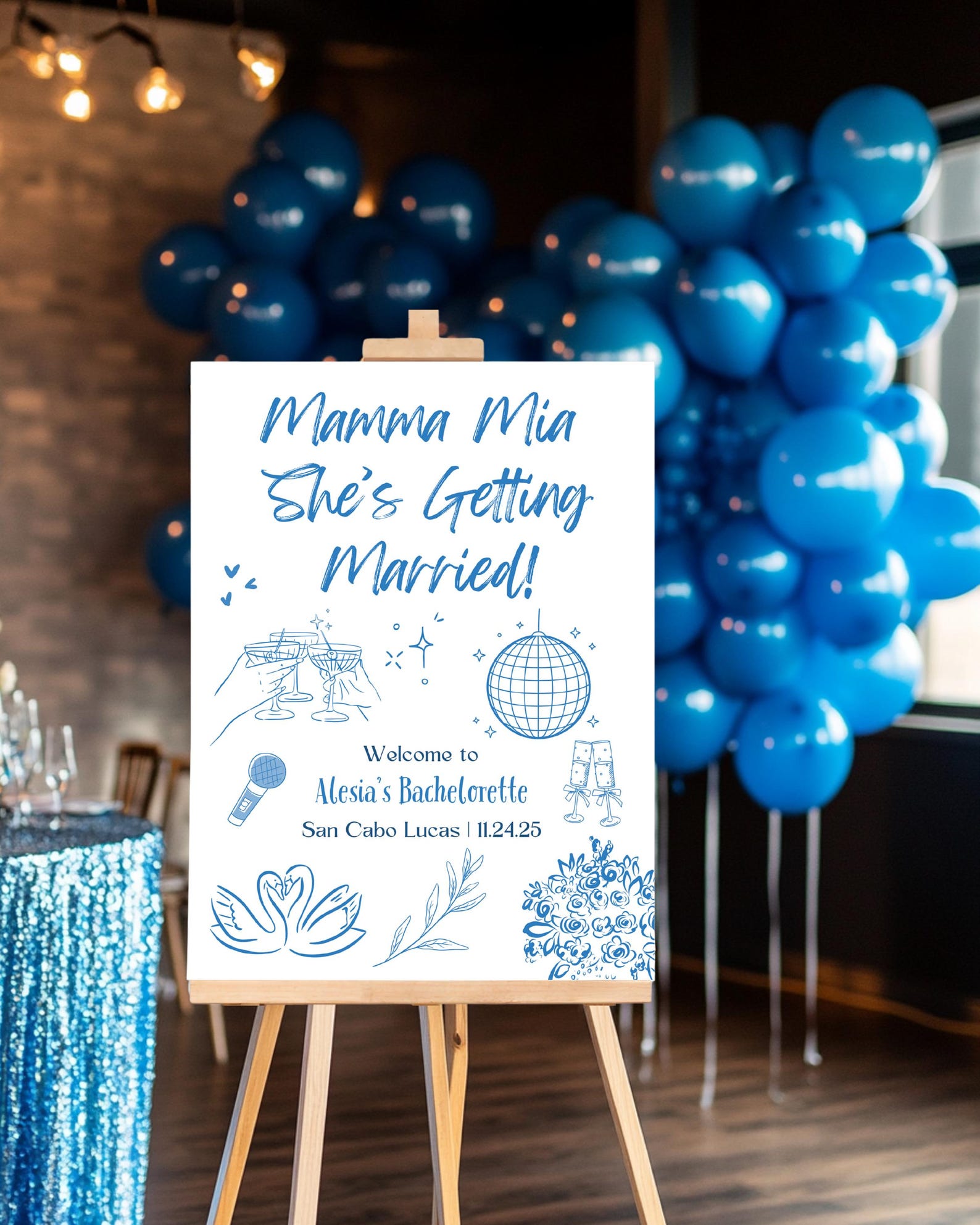 MAMMA MIA She's Getting Married Bachelorette Welcome Sign Template ...