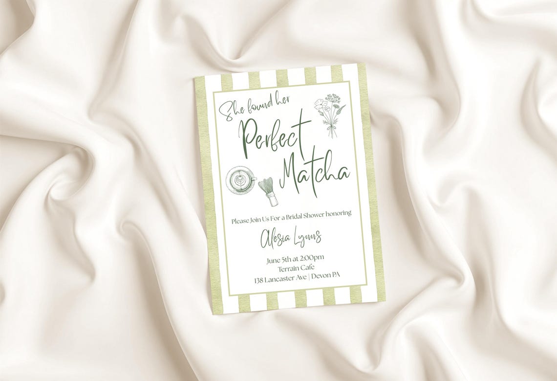 She Found Her Perfect Matcha Invite | Perfect Matcha Latte Bachelorette ...