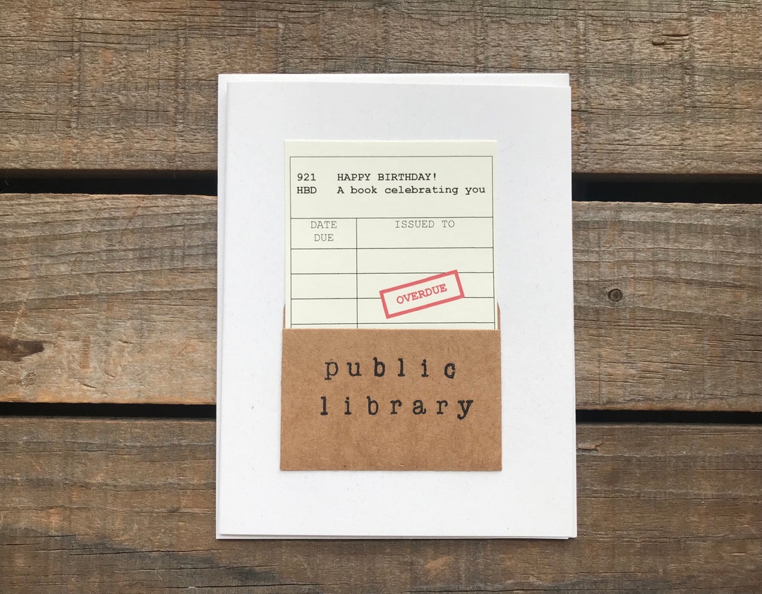 Belated Birthday Card | Library Birthday Card | Retro Birthday Card ...
