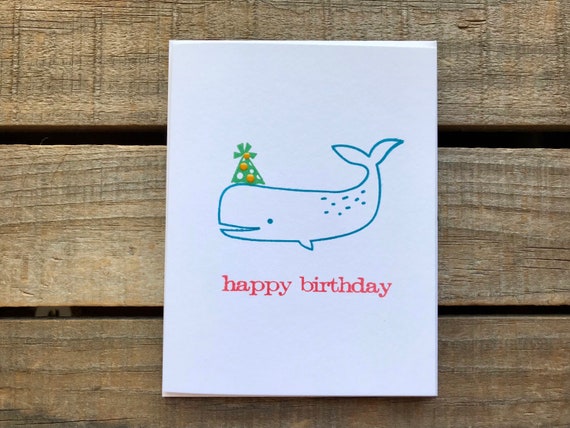 Whale Birthday Card Happy Birthday Whale Card Nautical - Etsy