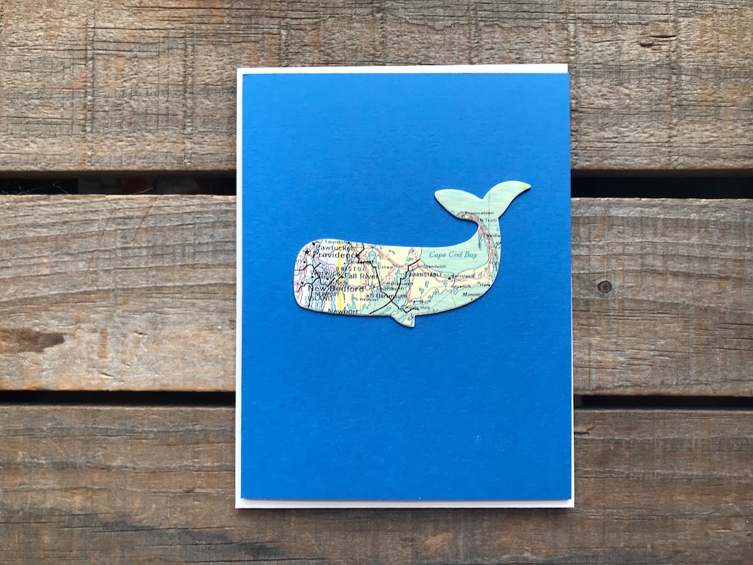 Whale Note Card | Whaling Card | Nautical Card | Nautical Map | Blank ...