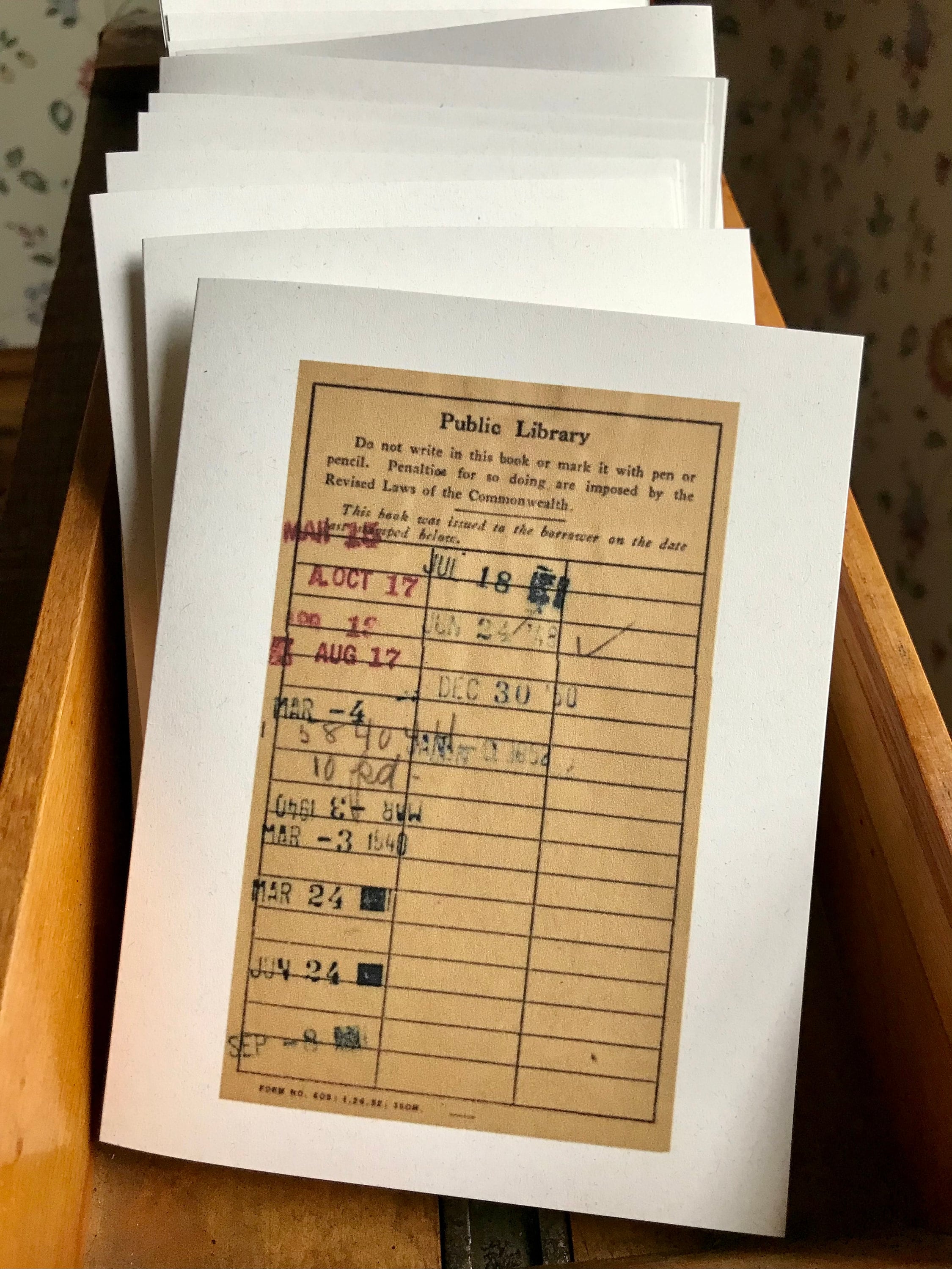 Library Greeting Card Library Note Card Library Checkout Card Vintage ...