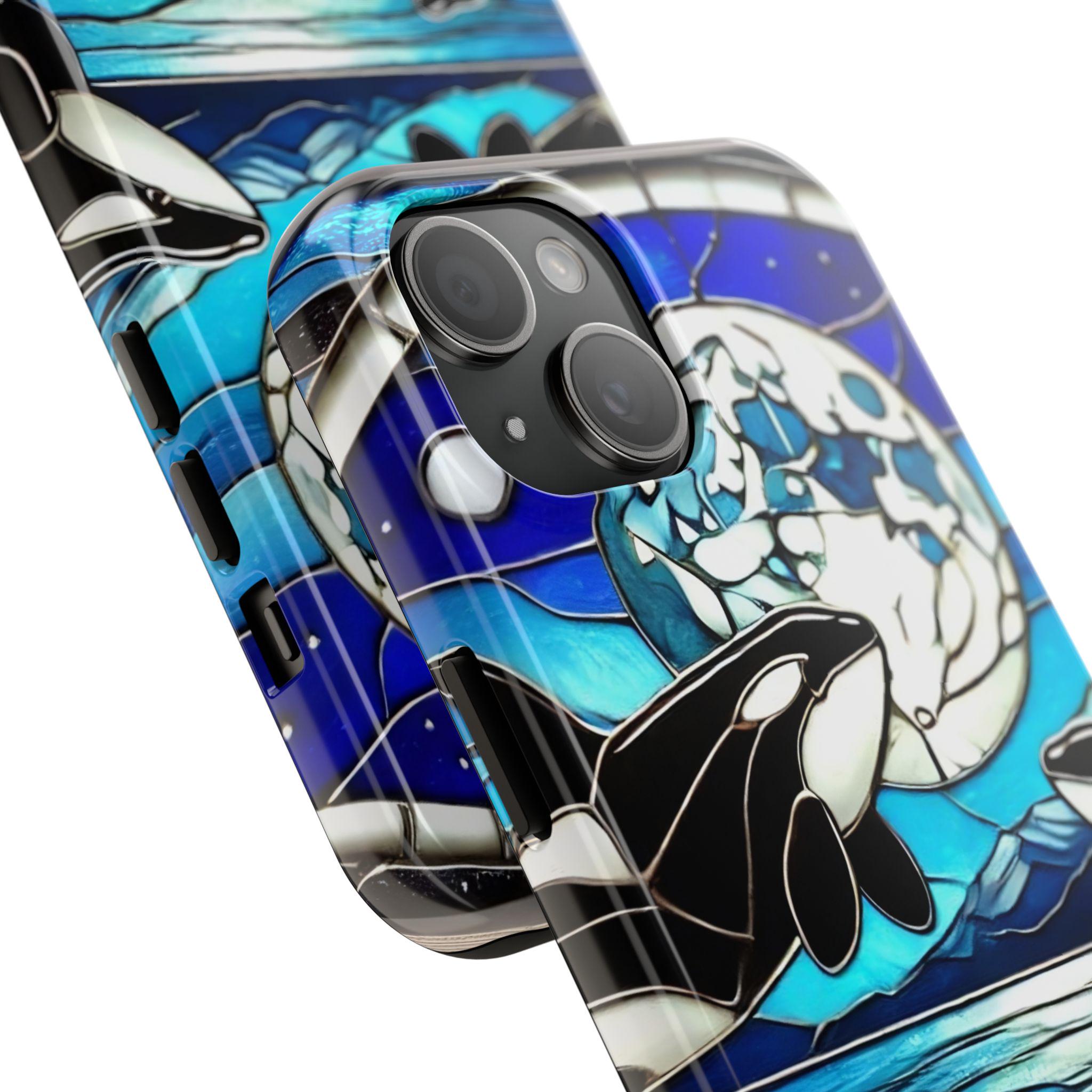 Orca Killer Whale on Ocean Stained Glass Phone Case Mosaic iPhone ...