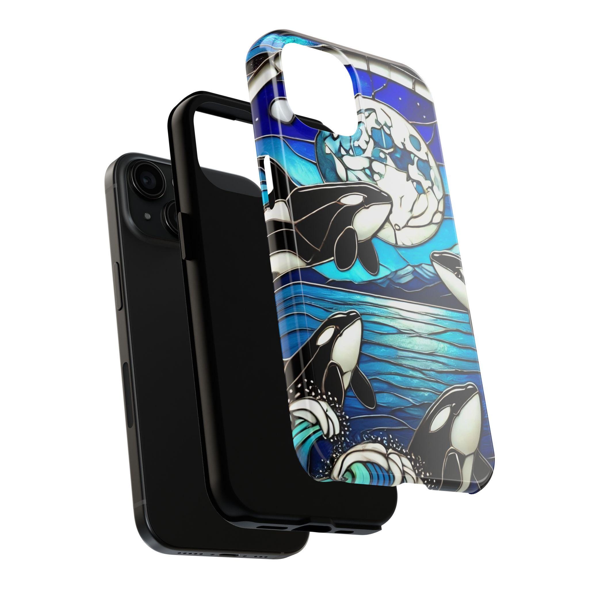 Orca Killer Whale on Ocean Stained Glass Phone Case Mosaic iPhone ...