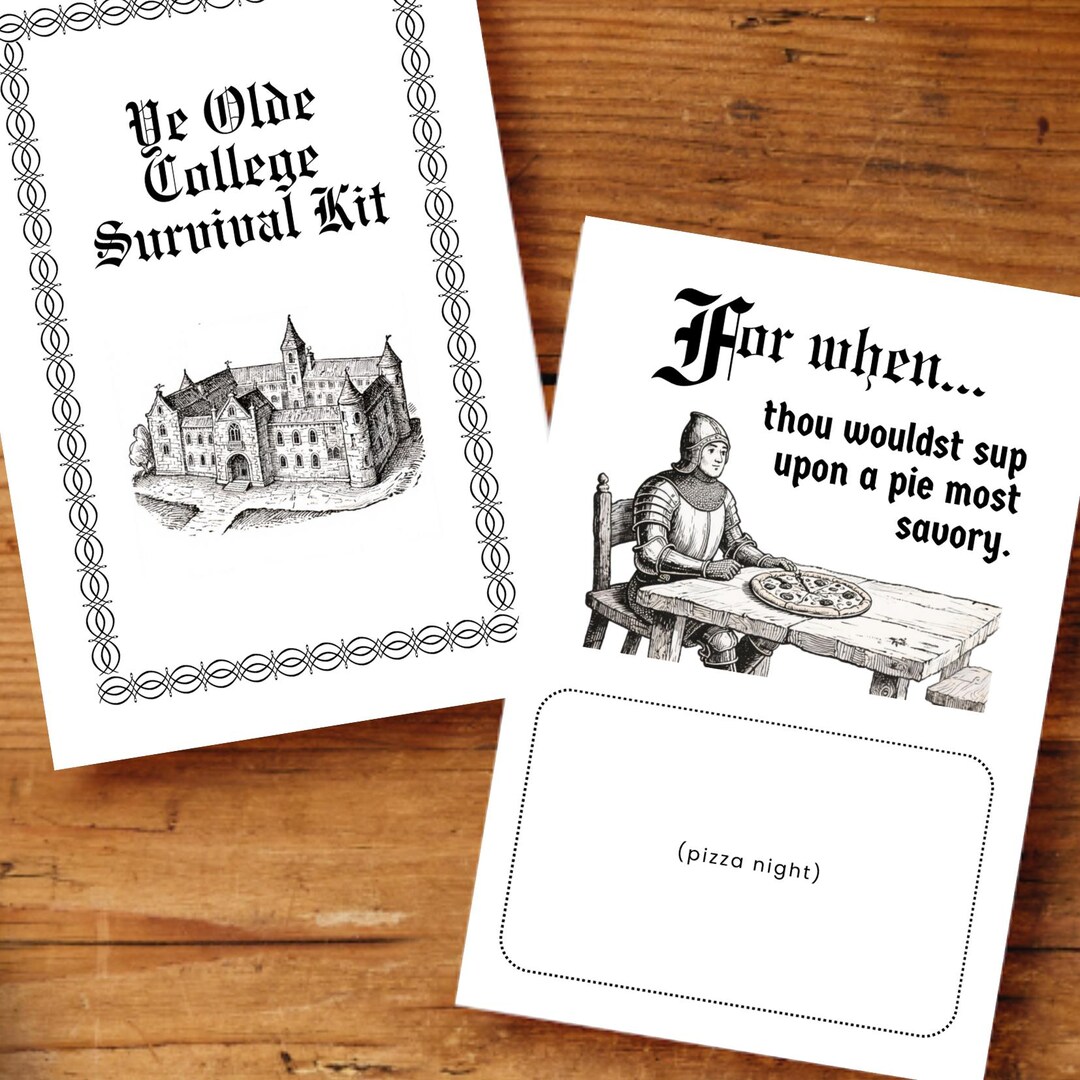 Ye Olde College Survival Kit 25 Printable Gift Card Holders Funny ...