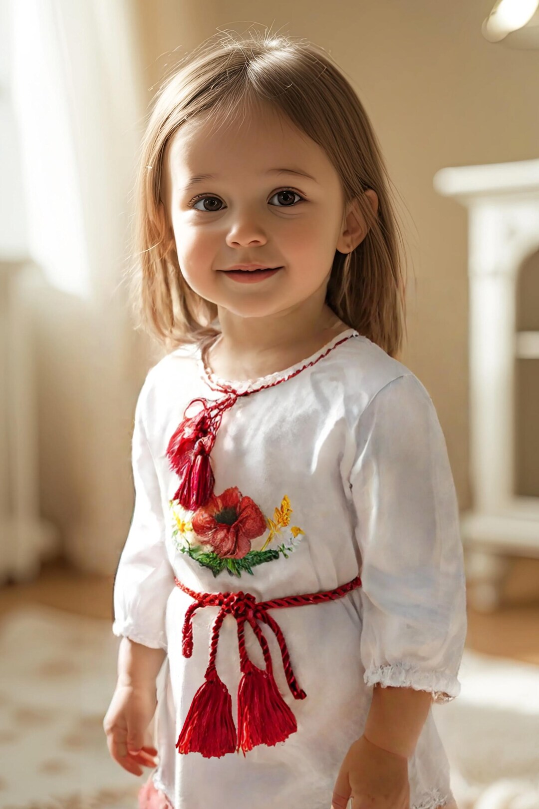 Baby Girl Christening Red White Dress Newborn New Mom Gift Ukrainian ...