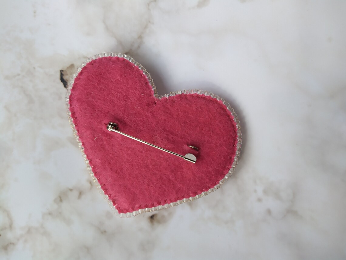 Beaded Broosh Heart Anatomical Heart Brooch Pin Crystal Pin - Etsy