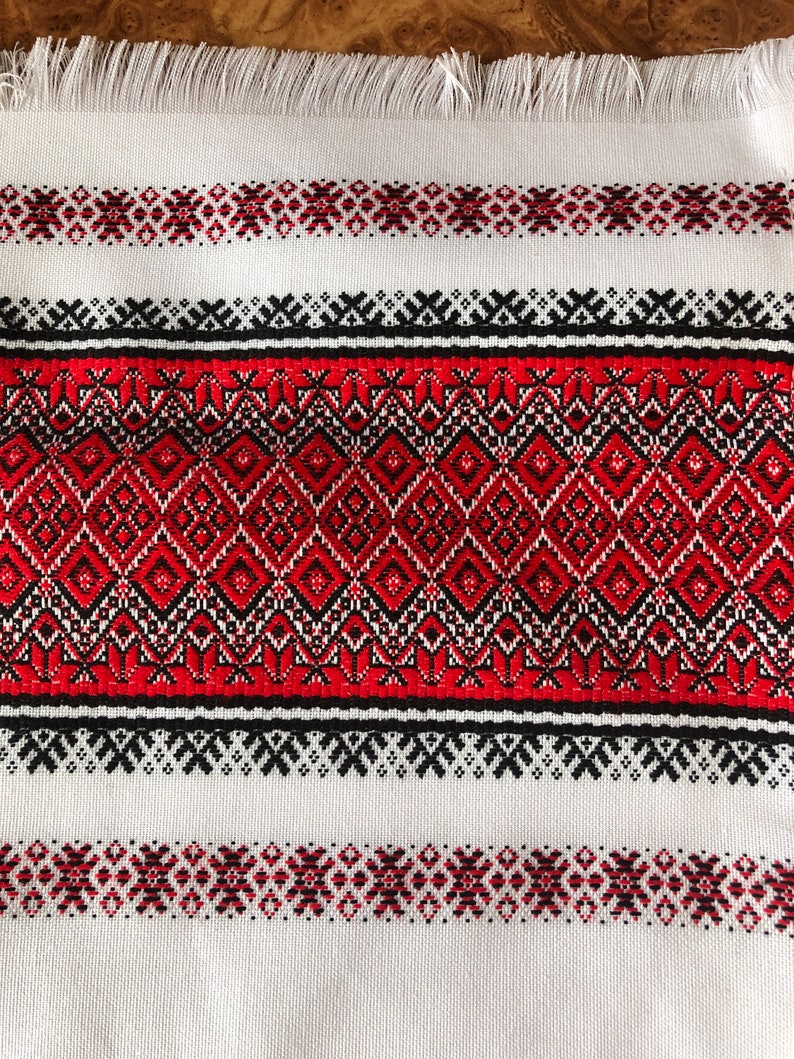 Ukrainian Wedding Woven Rushnyk With a Red-black Ornament Embroidered ...