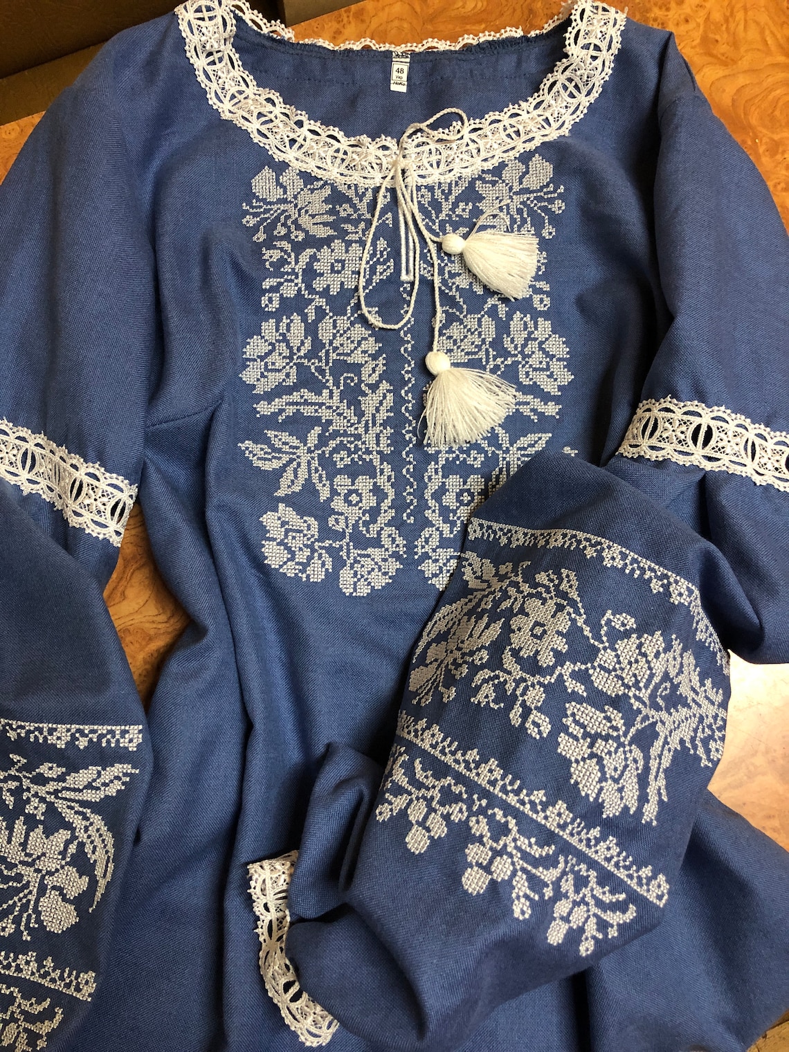 Ukrainian Embroidery Blue Vyshyvanka Traditional Women's - Etsy