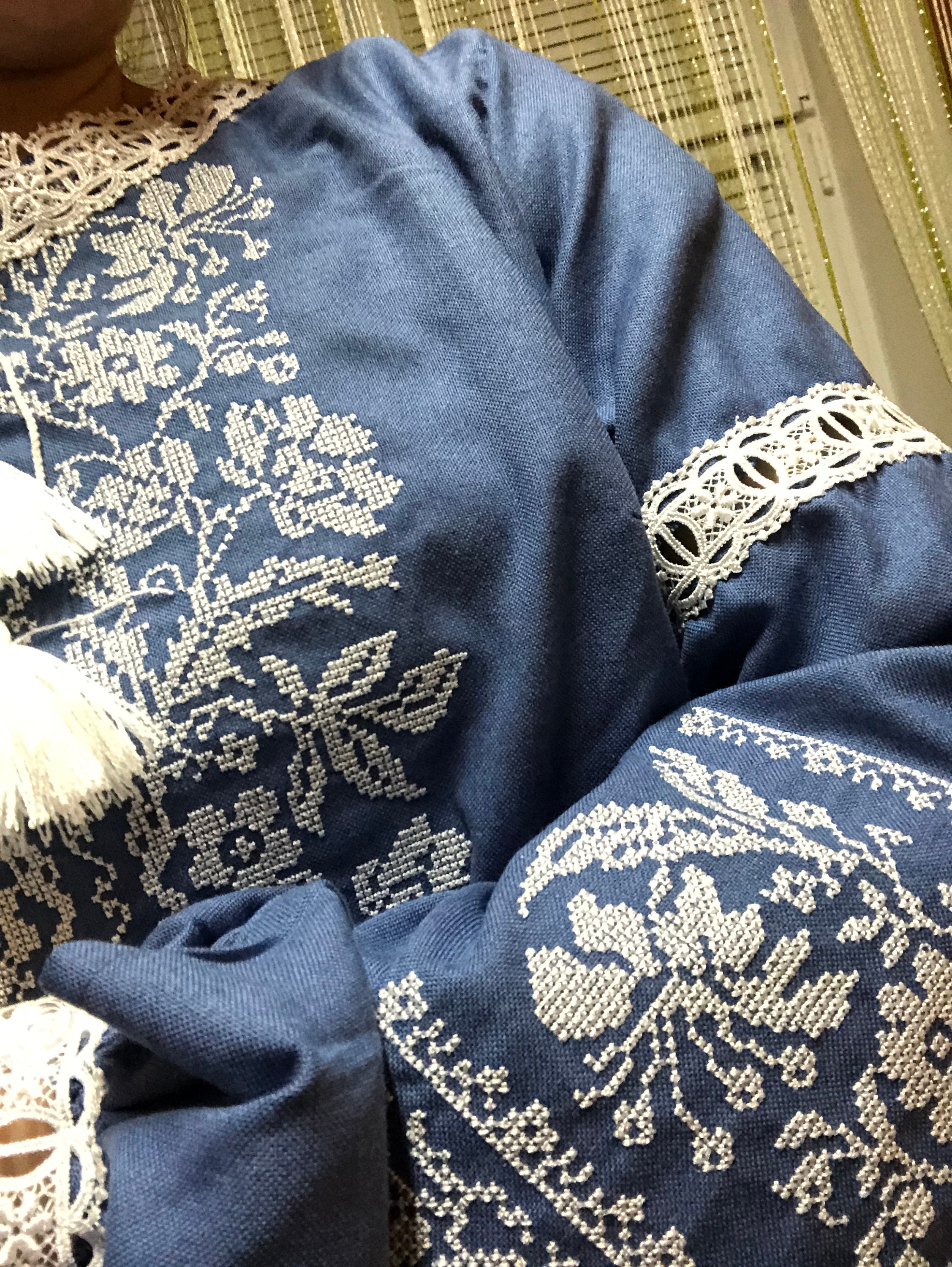 Ukrainian Embroidery Blue Vyshyvanka Traditional Women's - Etsy