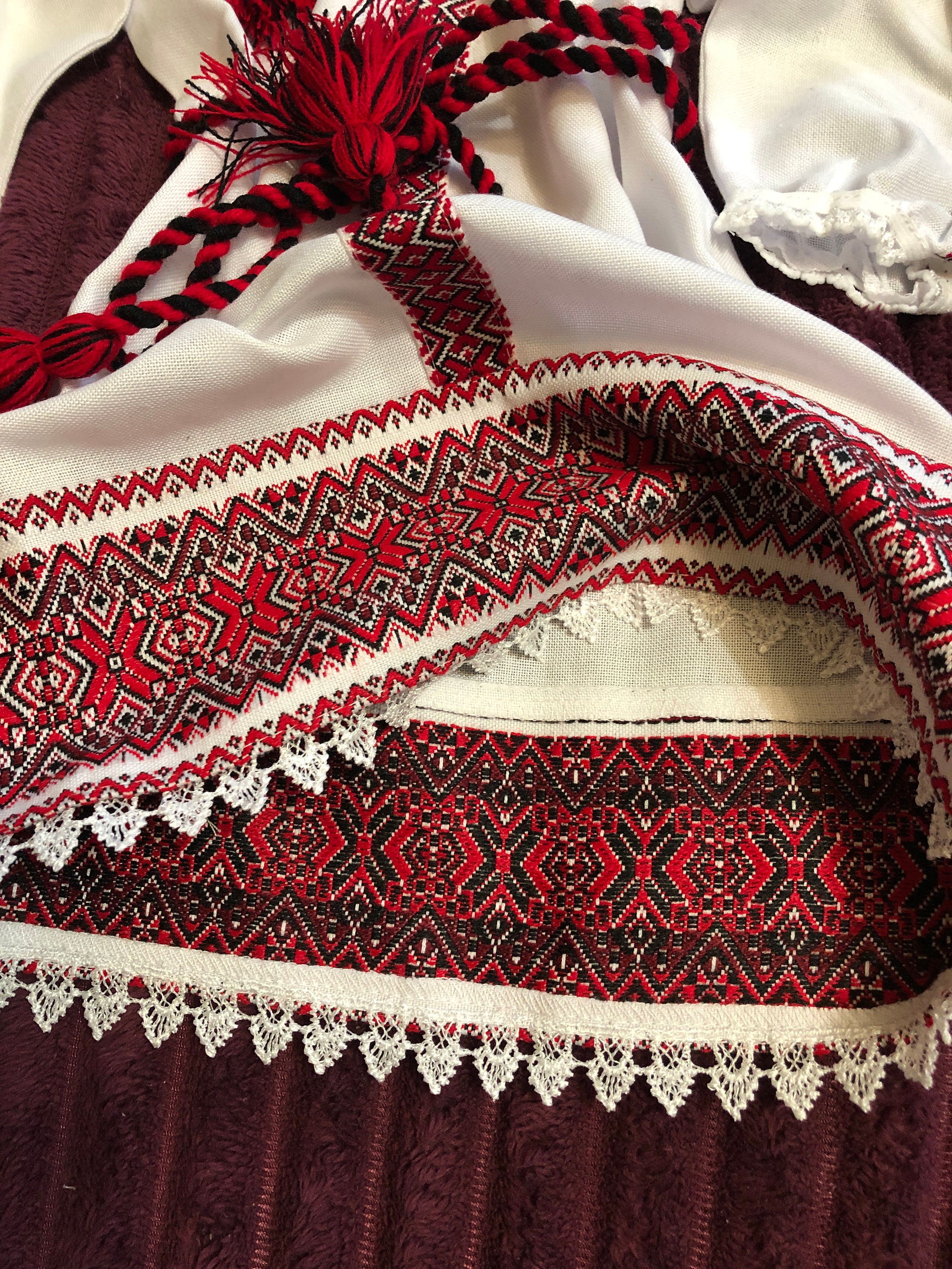 Baby Girl Christening White Red Dress Newborn New Mom Gift Ukrainian ...