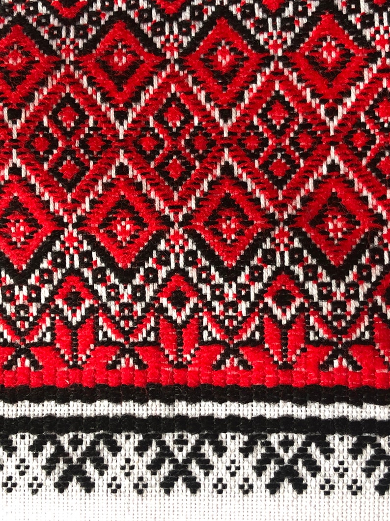 Ukrainian Wedding Woven Rushnyk With a Red-black Ornament Embroidered ...