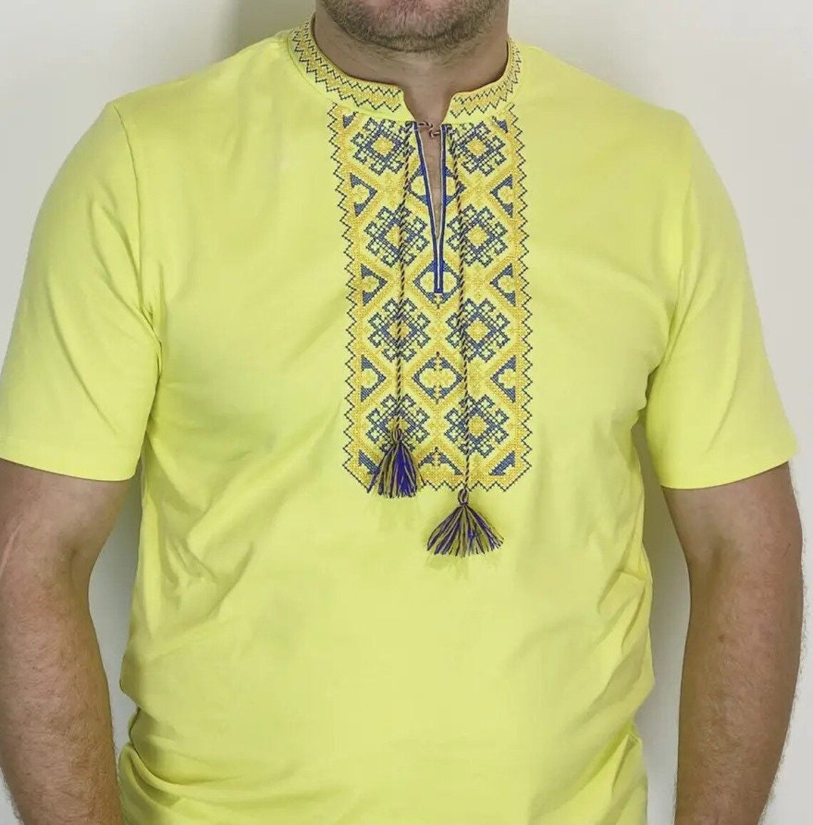 Ukrainian Embroidery Tshirt Yellow Vyshyvanka Men Traditional - Etsy