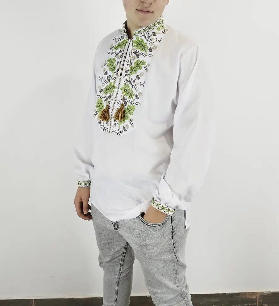 Ukrainian Boys Embroidery Vyshyvanka Oak Leaf Traditional - Etsy