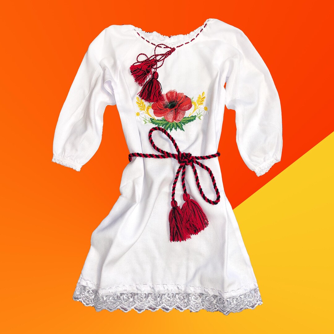 Baby Girl Christening Red White Dress Newborn New Mom Gift Ukrainian ...