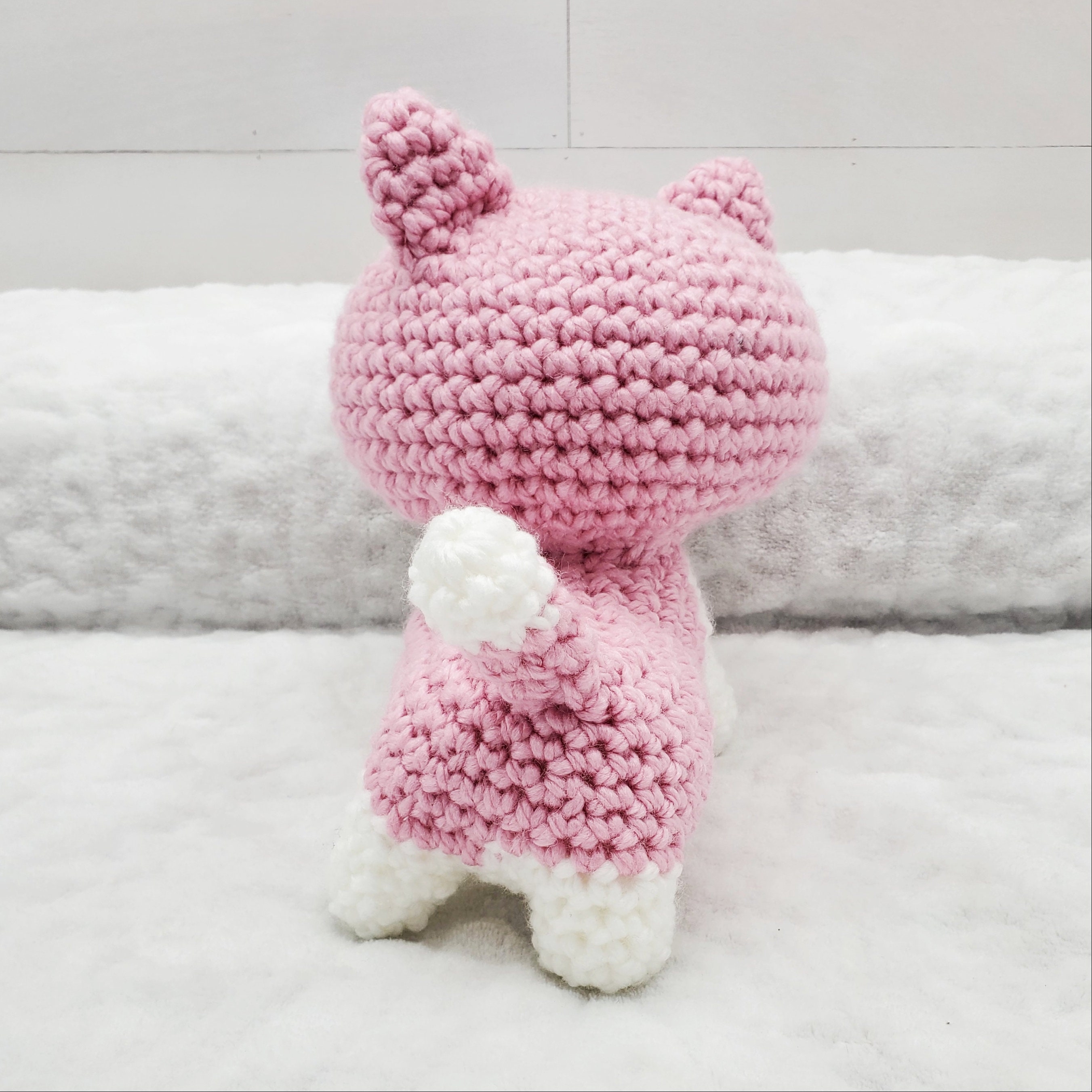 Medium Munchkin Cat Stuffed Animal Pink & White - Etsy