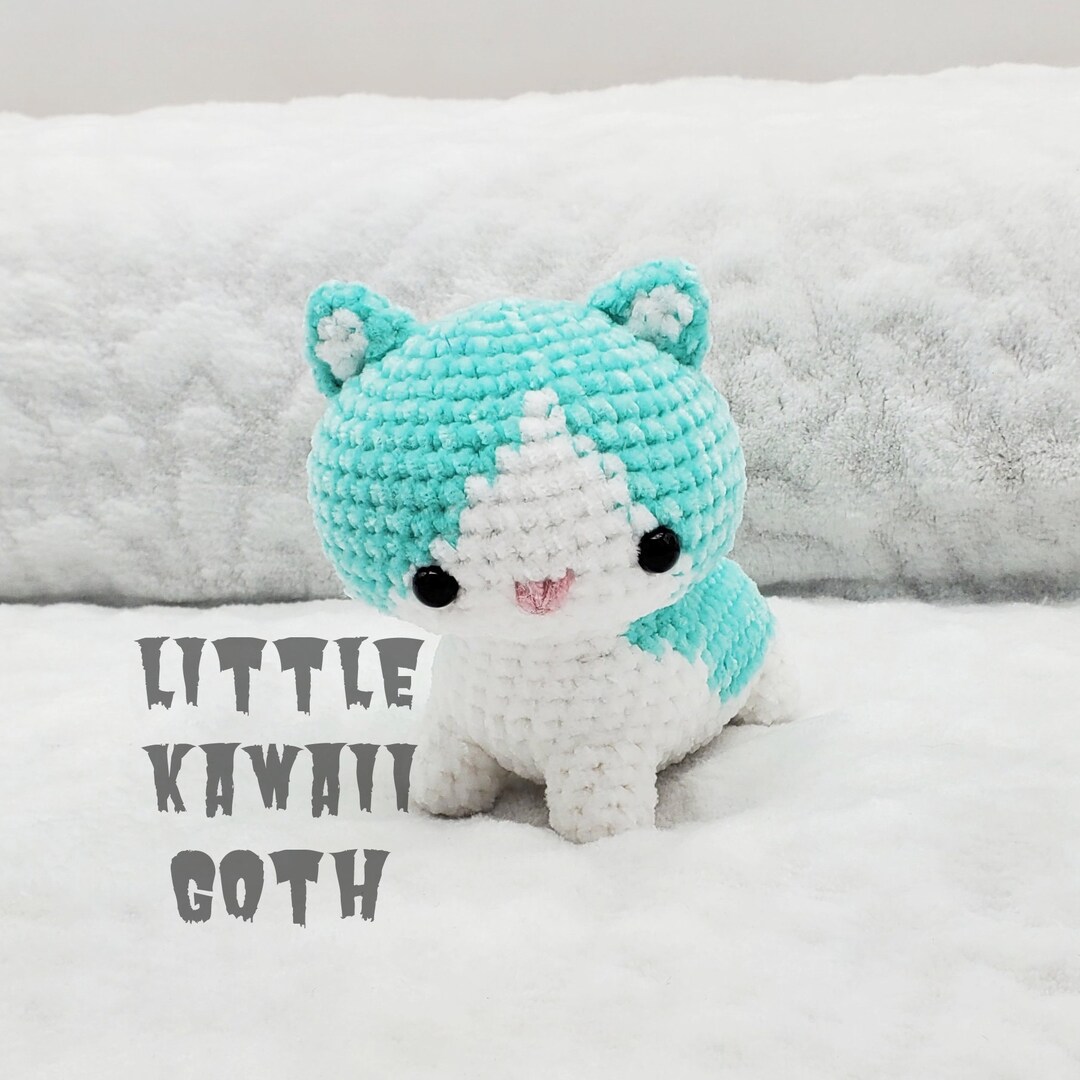 Extra Small Munchkin Cat Stuffed Animal Aqua & White - Etsy